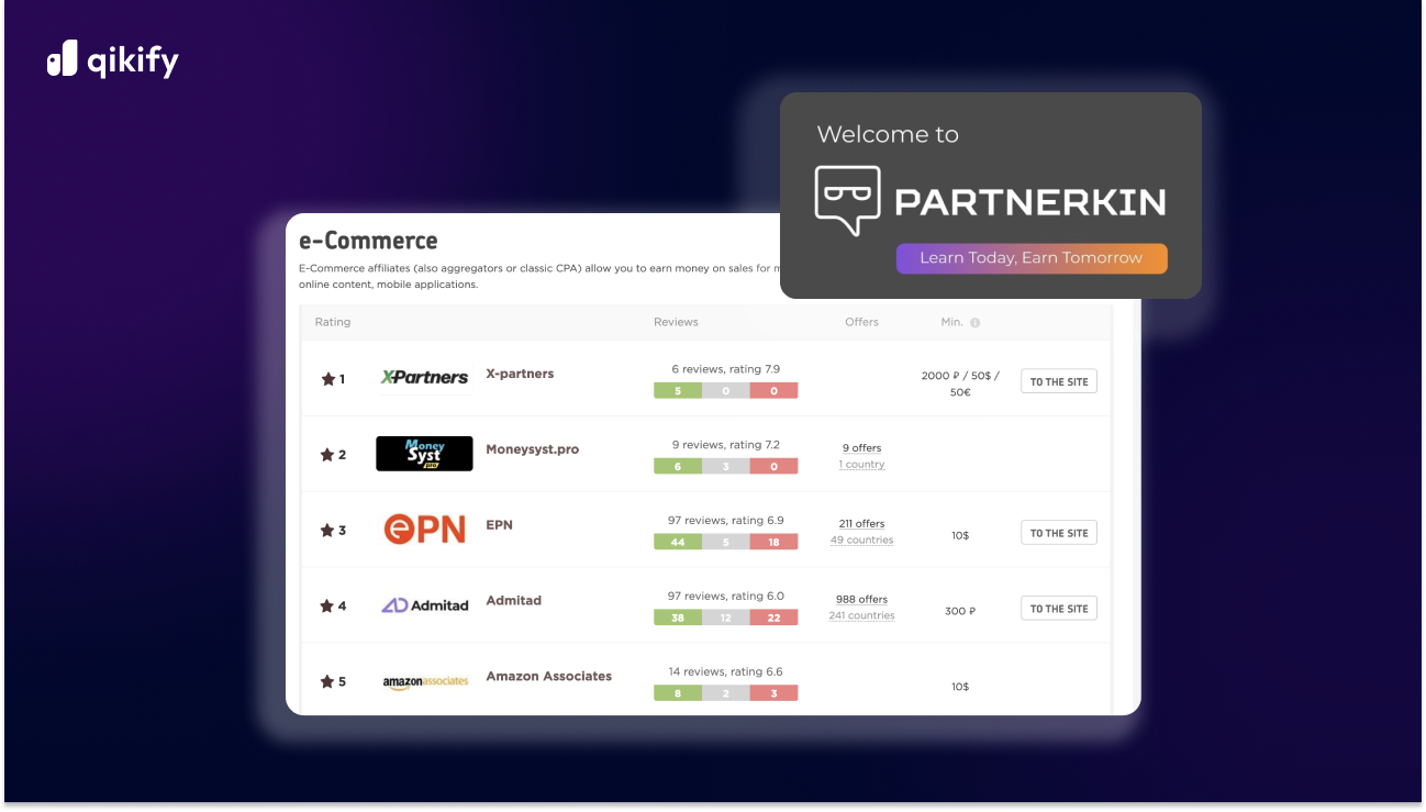 Boost eCommerce Affiliate Marketing Success with Partnerkin – Qikify Landing Page