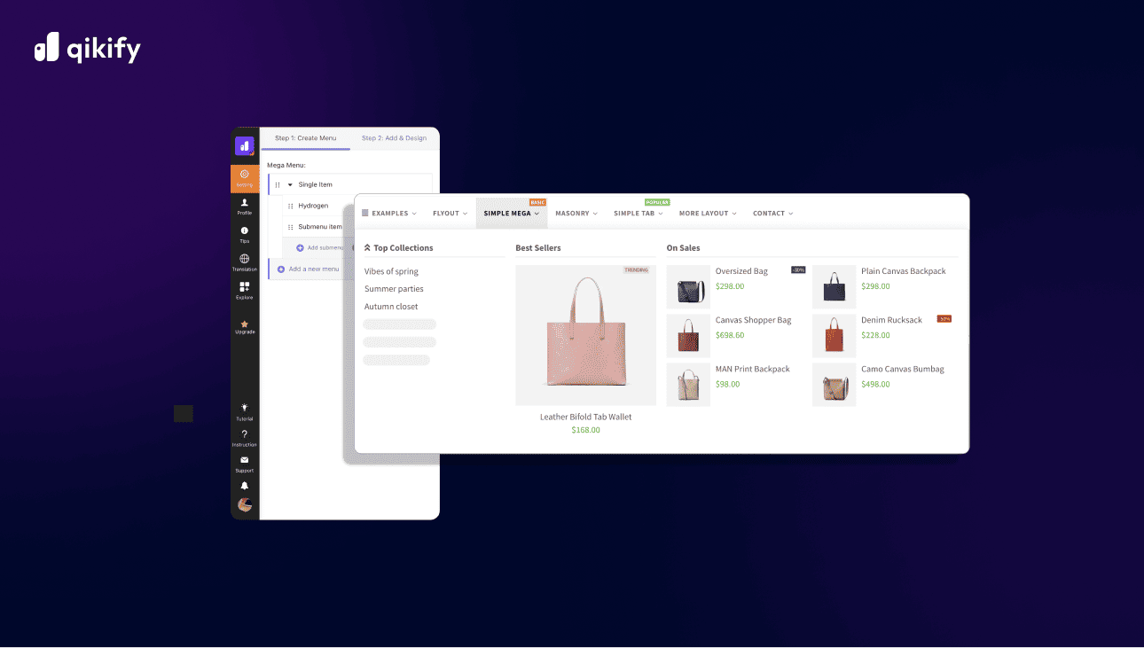 Shopify Mega Menu: Better navigation, better sales – Qikify Landing Page