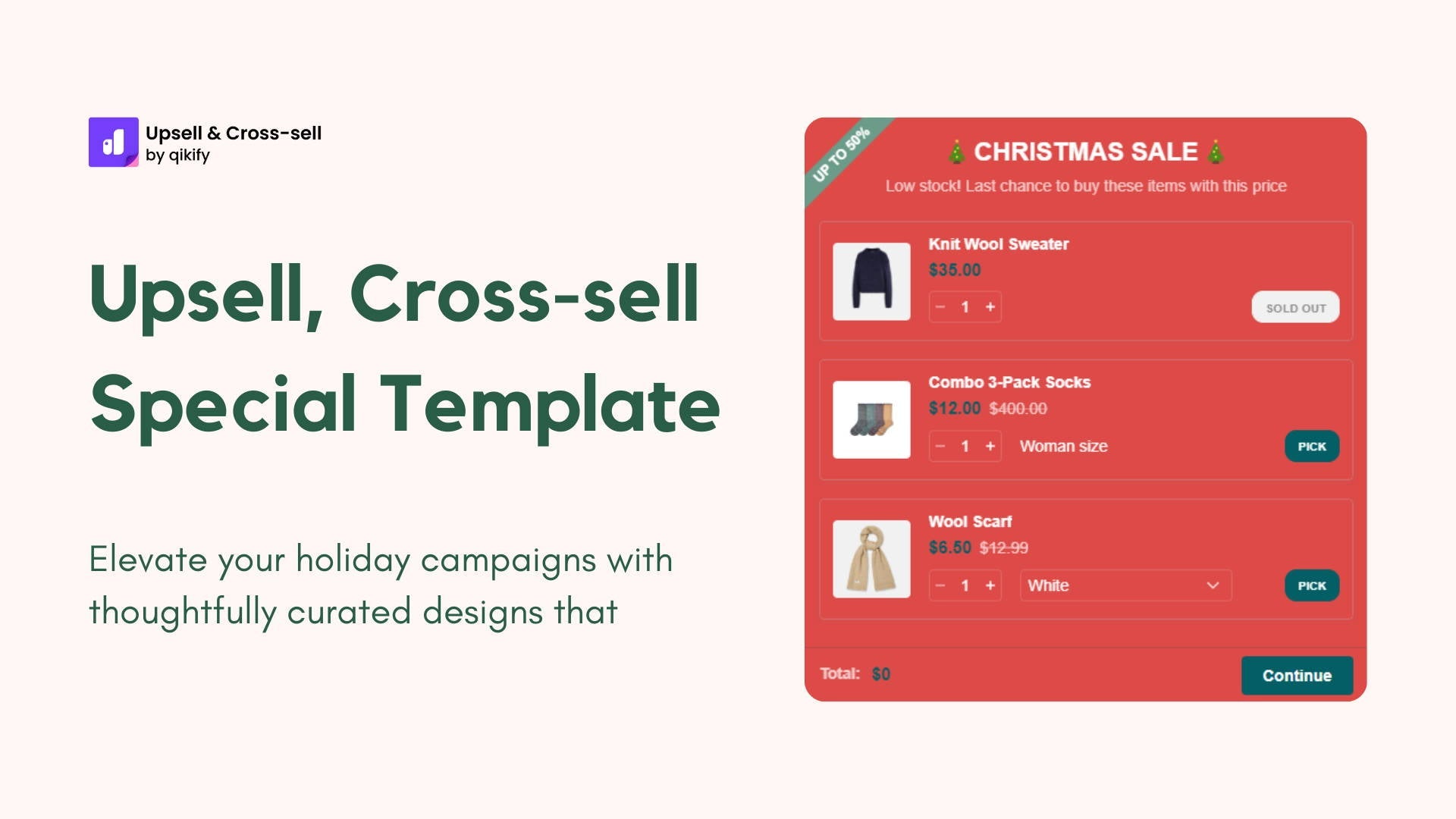 Top 10 Upsell, Cross-sell Templates for Holiday – Qikify Landing Page